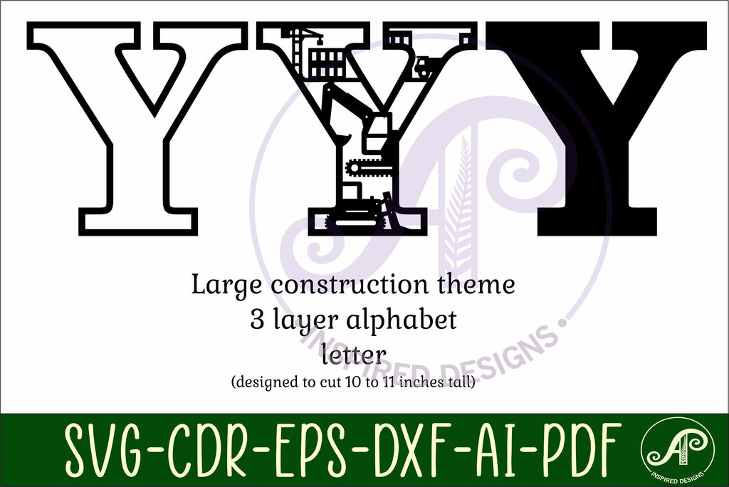 Construction Large Y wall Letter 3 layer sign - So Fontsy