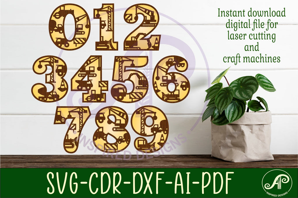 Construction numbers two layer wall sign SVG cut files - So Fontsy