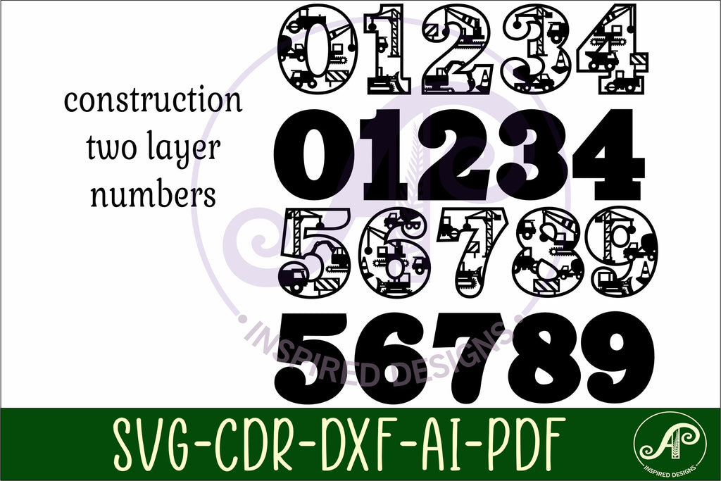 Construction numbers two layer wall sign SVG cut files - So Fontsy