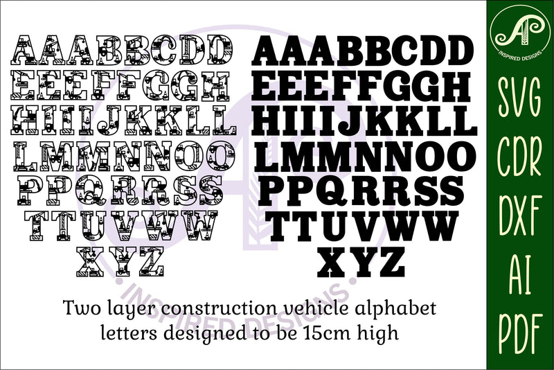 Construction theme alphabet set. 2 layer 48 letters. - So Fontsy