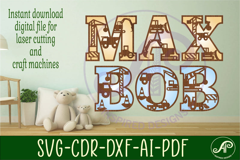 Construction theme alphabet set. 2 layer 48 letters. - So Fontsy