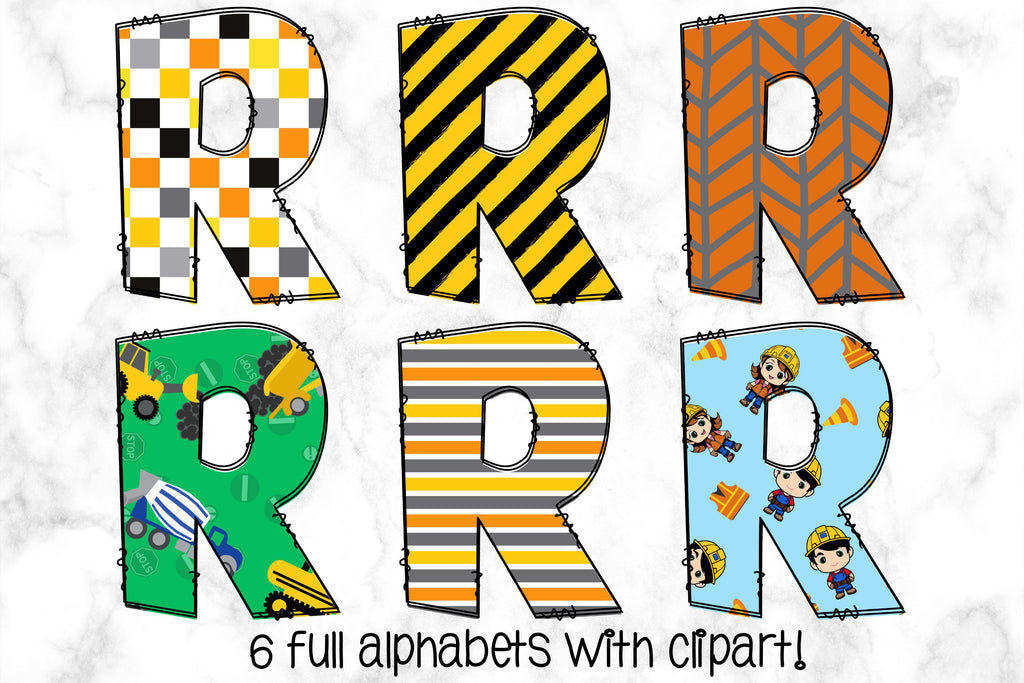 Construction Truck Doodle Alphabet, Dump Truck Alpha Set PNG - So Fontsy