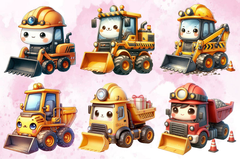Construction Vehicles Clipart Png Bundle - So Fontsy