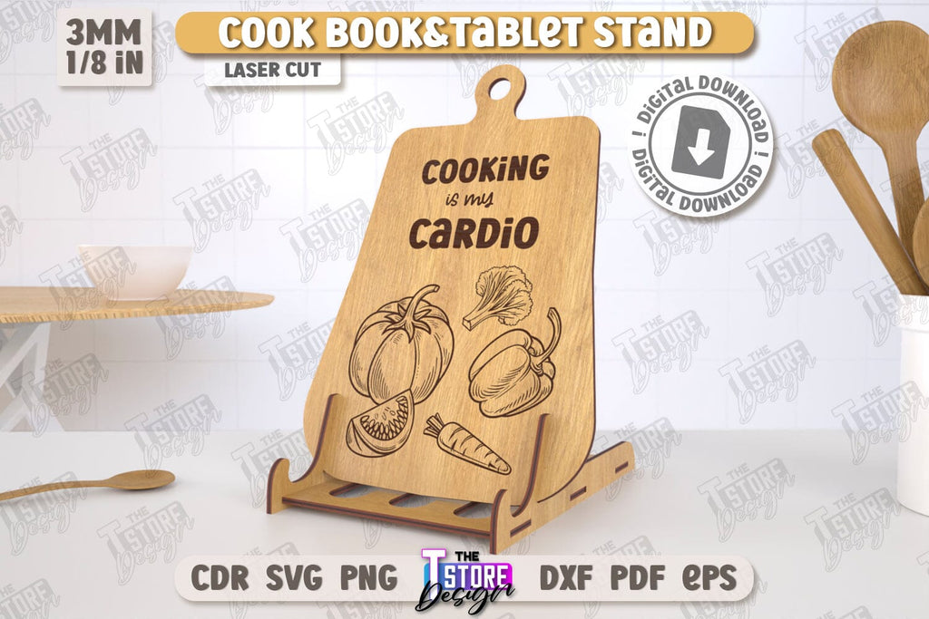 Cook Book Stand Laser Cut | Tablet Stand | Laser Engraved | Kitchen ...
