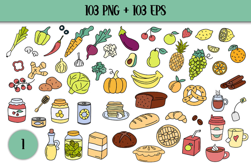 Cooking Food Clipart PNG | Meal Clip Art Bundle | Fruits, Vegetables ...