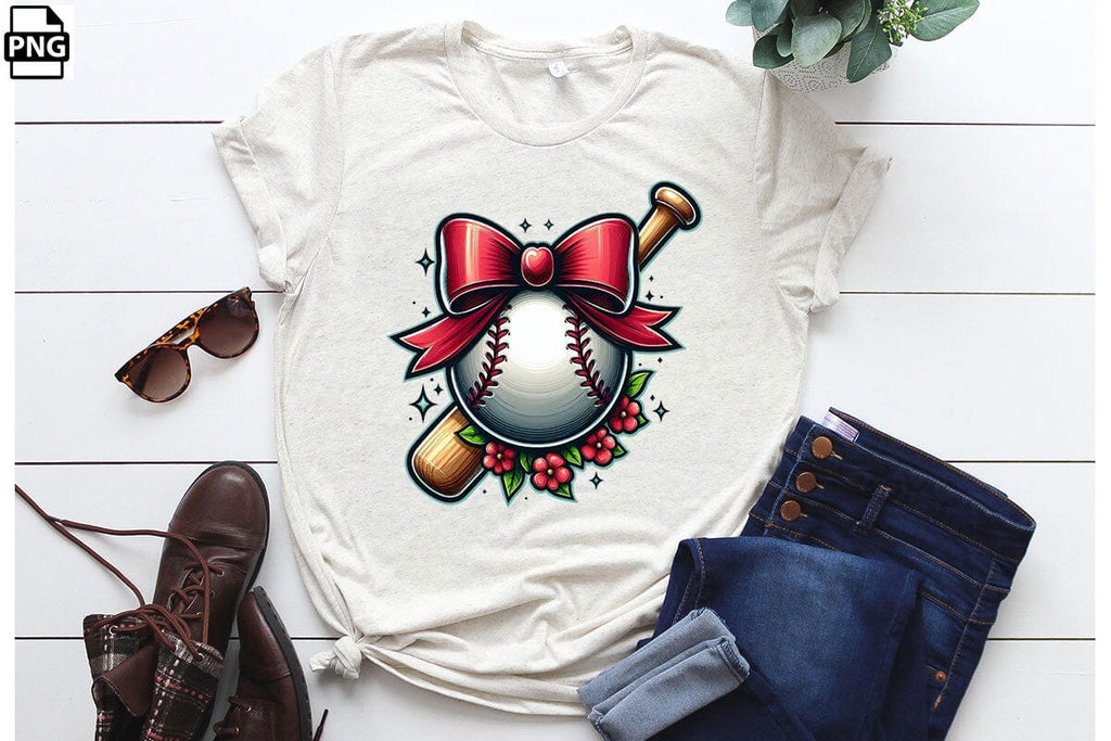 Coquette Baseball Bat Floral PNG Printable File - So Fontsy
