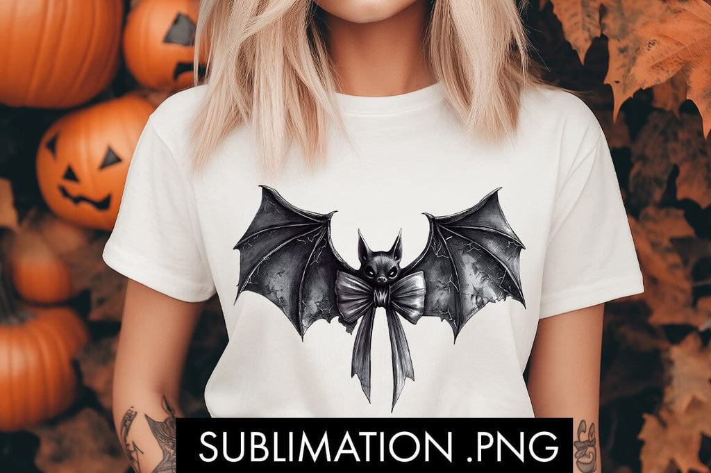 Coquette Bat Bow Halloween PNG Sublimation - So Fontsy