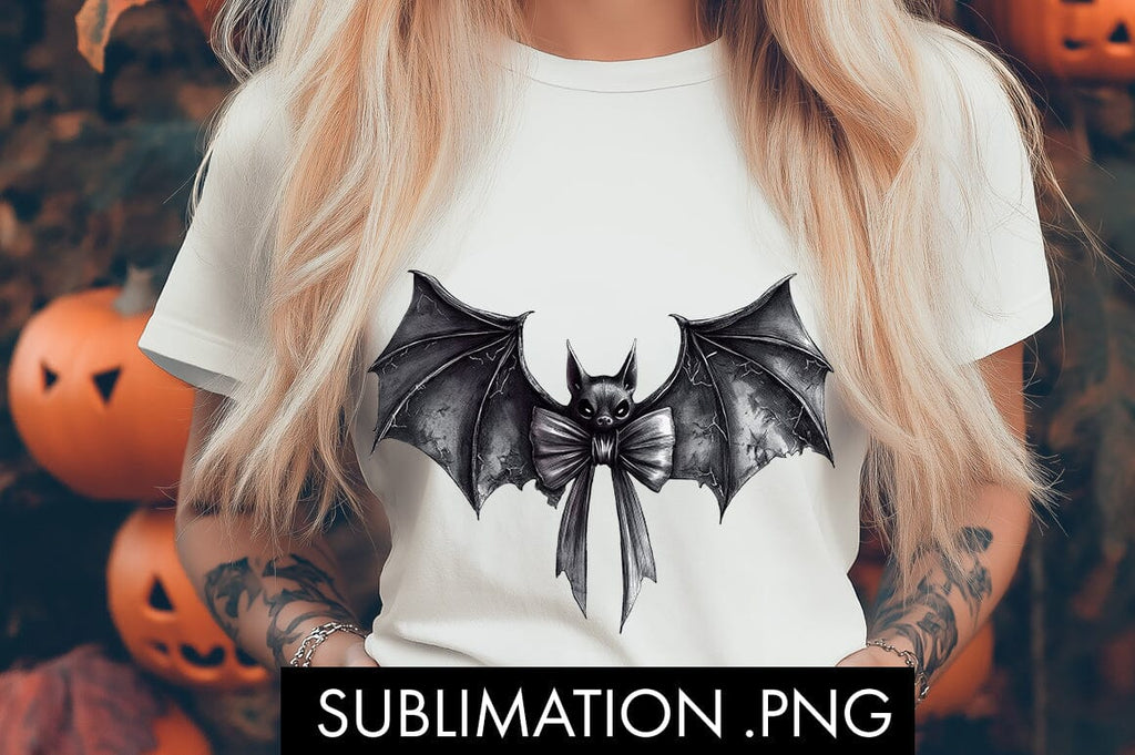 Coquette Bat Bow Halloween PNG Sublimation - So Fontsy