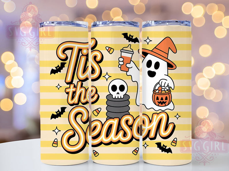 Coquette Cute Ghost Pastel Halloween Tumbler, Tis the Season Wrap ...
