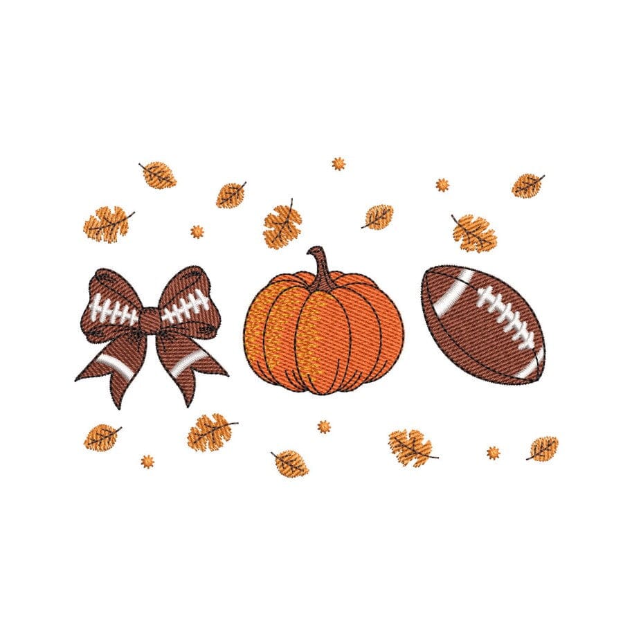 Coquette Football Bow Embroidery Design, Pupmkin Embroidery Design, 3 ...