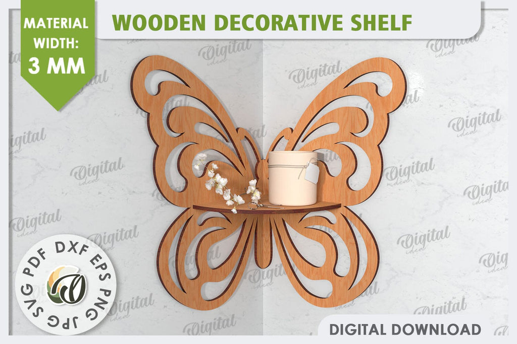 Corner Shelf Laser Cut. Wooden Decorative Shelf SVG - So Fontsy