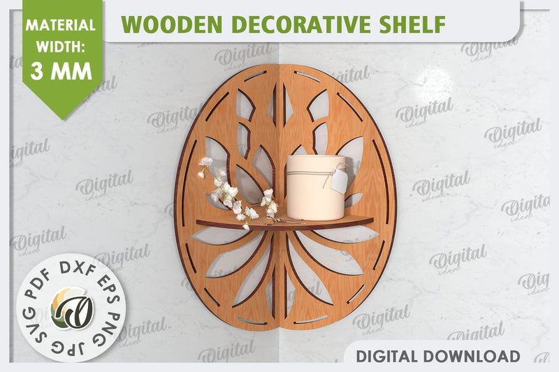 Corner Shelf Laser Cut. Wooden Decorative Shelf SVG - So Fontsy