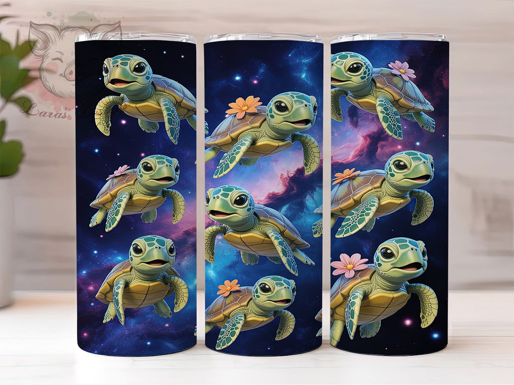 Cosmic Drift Galaxy Turtle Tumbler, Space Animal Tumbler, Neon Turtle ...
