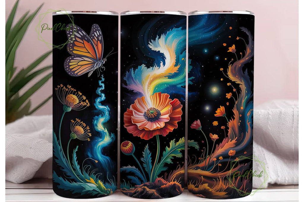 Cosmic Poppy Butterfly Garden Tumbler - So Fontsy