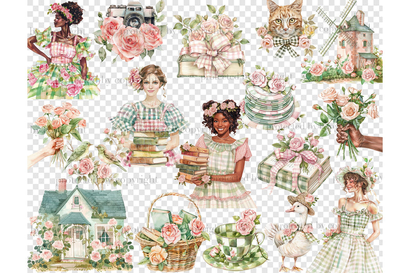 Cottage Core Clipart Bundle | Farmhouse PNG Set - So Fontsy