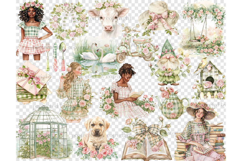Cottage Core Clipart Bundle | Farmhouse PNG Set - So Fontsy