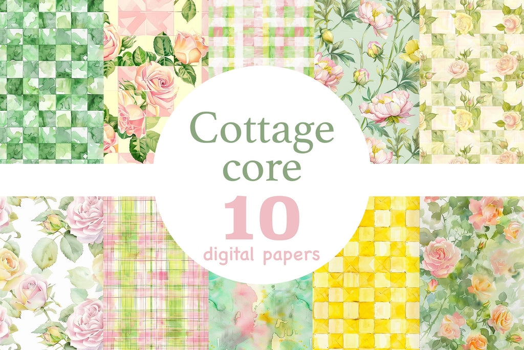 Cottage Core Digital Paper | Country Pattern - So Fontsy