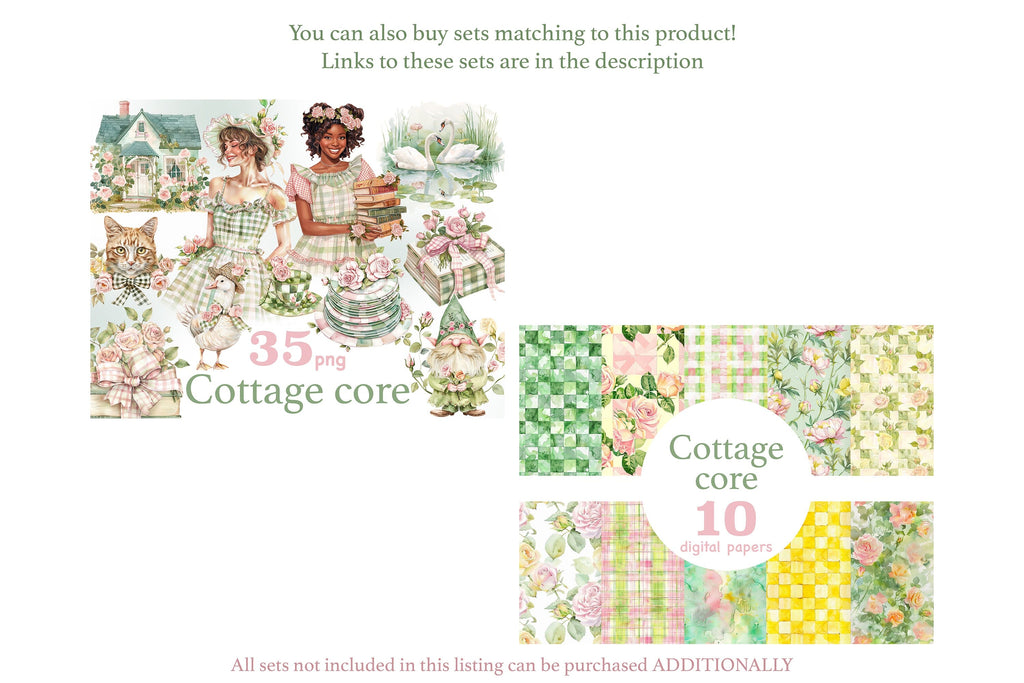 Cottage Core Digital Paper | Country Pattern - So Fontsy