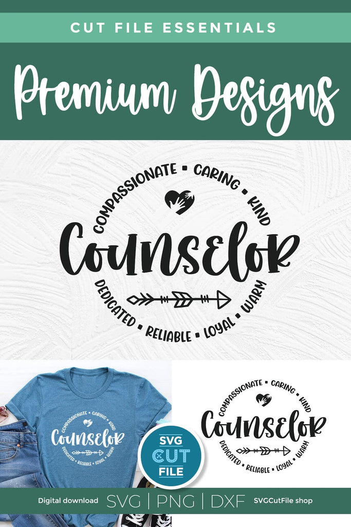 Counselor svg with Round Circle words - So Fontsy