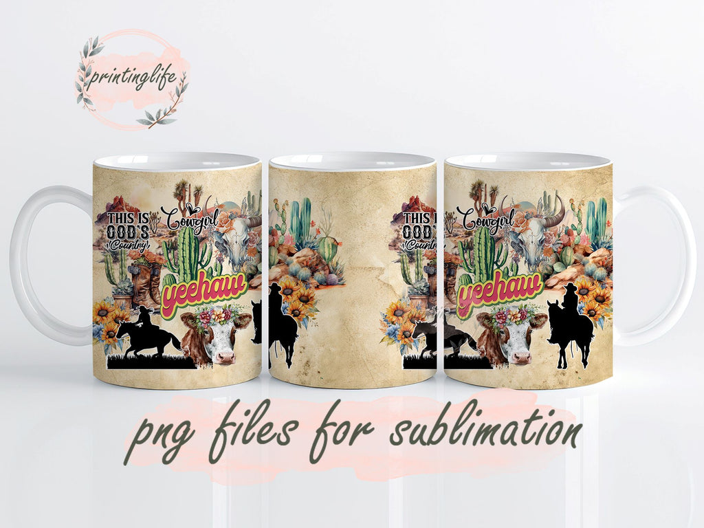 Country Girl Mug Design, Western Girl Rustic Wood Sublimation Designs ...
