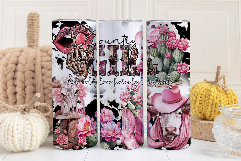 Country Girl Tumbler Wrap, 20 oz Skinny Sublimation Tumbler Design ...