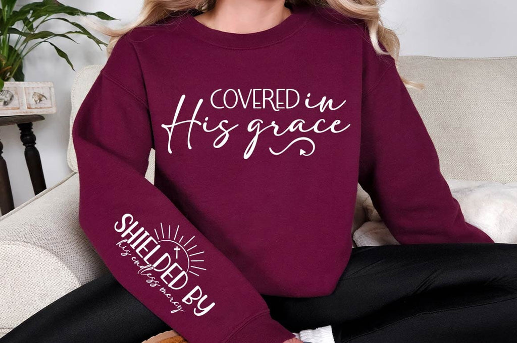 Covered In His Grace Sleeve SVG Design - So Fontsy
