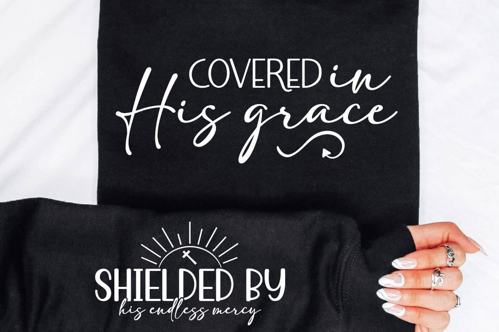 Covered In His Grace Sleeve SVG Design - So Fontsy