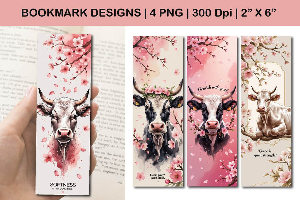 cow bookmark design, floral bookmark design, cherry blossom bookmark ...