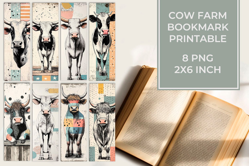 Cow bookmark, printable bookmarks, page marker - So Fontsy