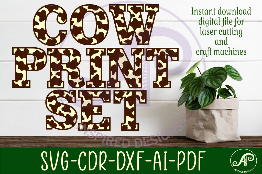 Cow print letters alphabet set x 37 - So Fontsy