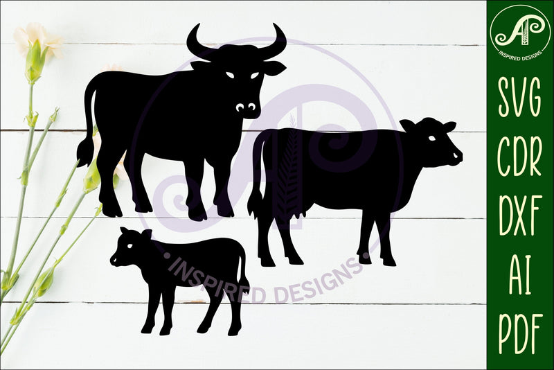 Cow silhouette laser cut outs SVG file - So Fontsy