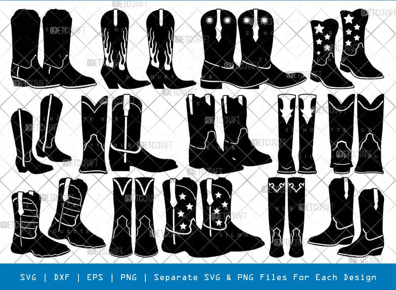 Cowboy Boots Svg Cricut Cut Files Png Bundle, SB01097 - So Fontsy