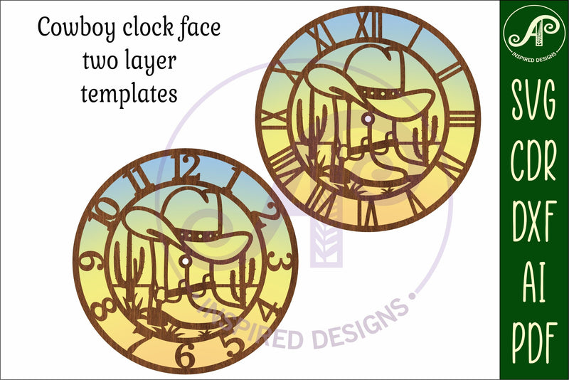 Cowboy rodeo clock laser cut files, SVG file - So Fontsy