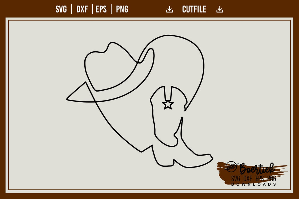Cowboy-Themed Heart Design, SVG cutfile - So Fontsy