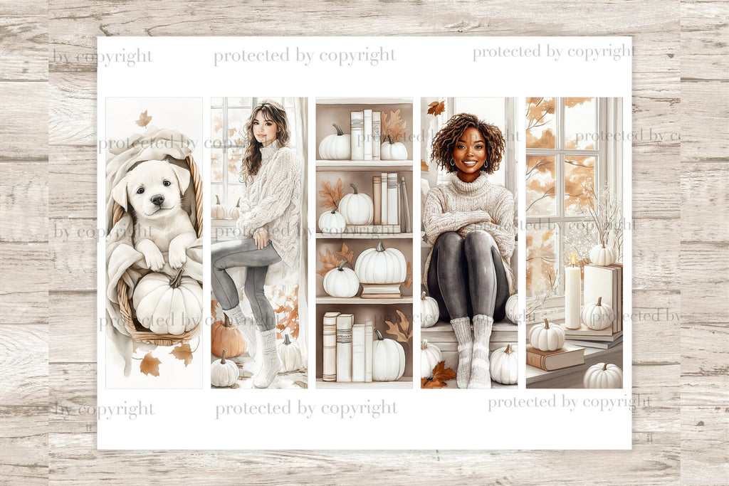 Cozy Autumn Bookmarks | Fall Printable Paper - So Fontsy