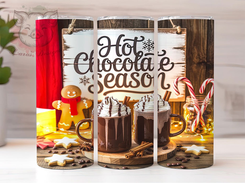 Cozy Christmas Cocoa Tumbler, Holiday Hot Chocolate Pattern, Festive ...