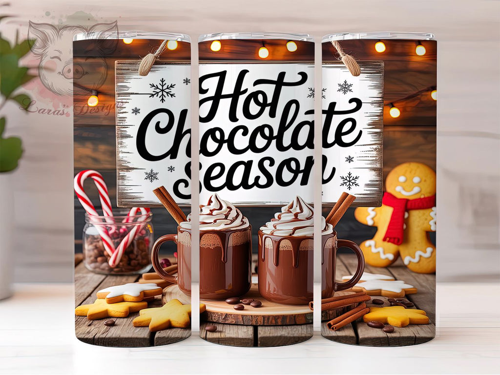 Cozy Christmas Cocoa Tumbler, Holiday Hot Chocolate Pattern, Festive ...