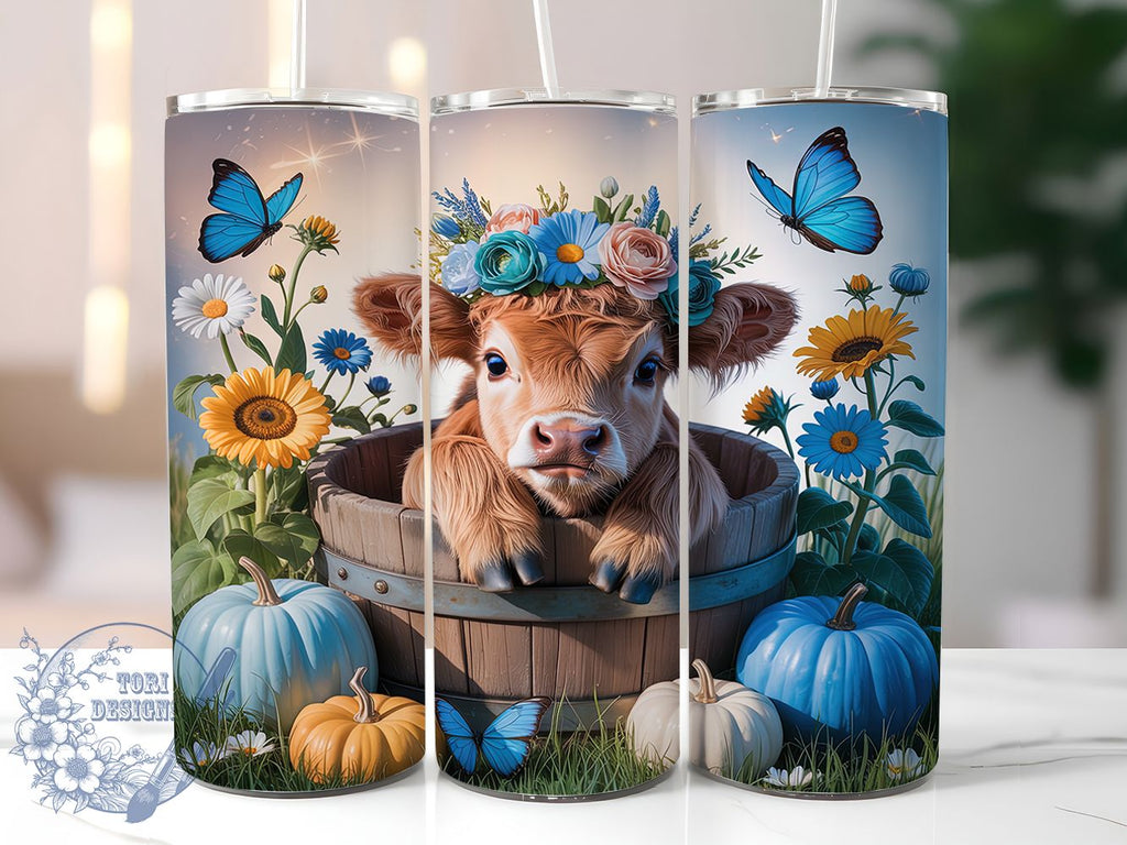 Cozy Fall Highland Cow Tumbler, Seamless Cow Wrap, Autumn Farm ...