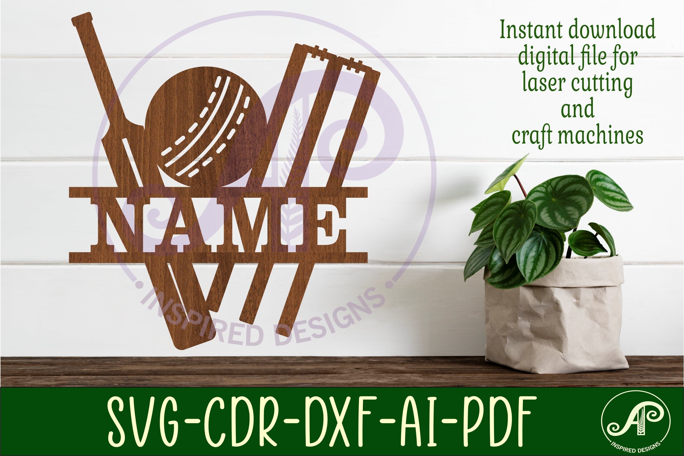 Cricket Name sign SVG laser cut template - So Fontsy