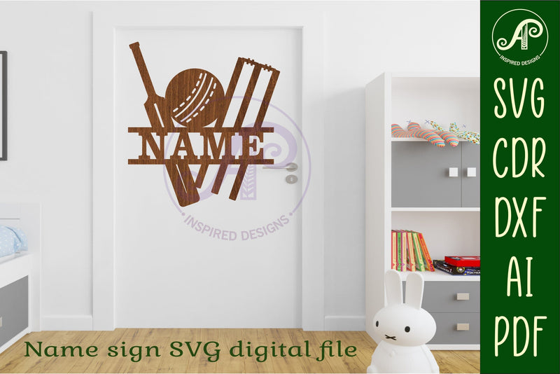 Cricket Name sign SVG laser cut template - So Fontsy