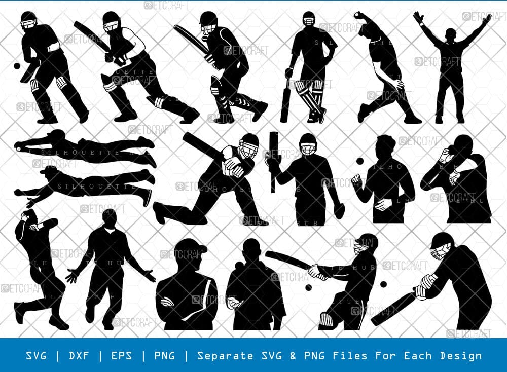 Cricket Player Svg Cricut Cut Files Png Bundle, SB01098 - So Fontsy