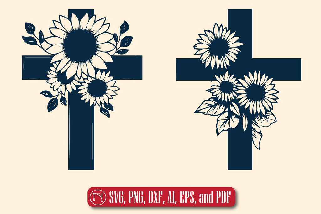 Cricut Cross with Sunflowers SVG - So Fontsy