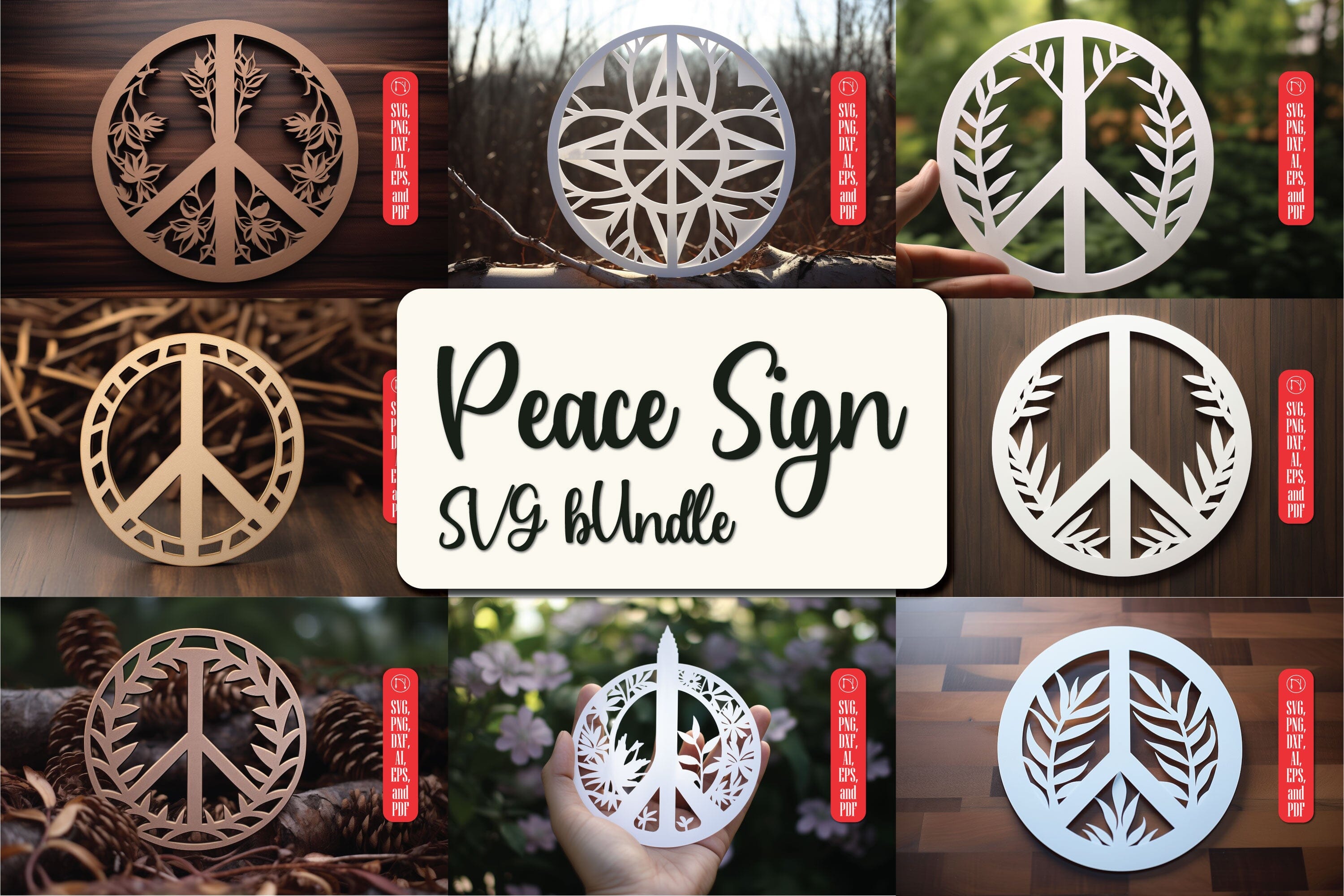 Cricut laser cut Peace Sign SVG Bundle - So Fontsy