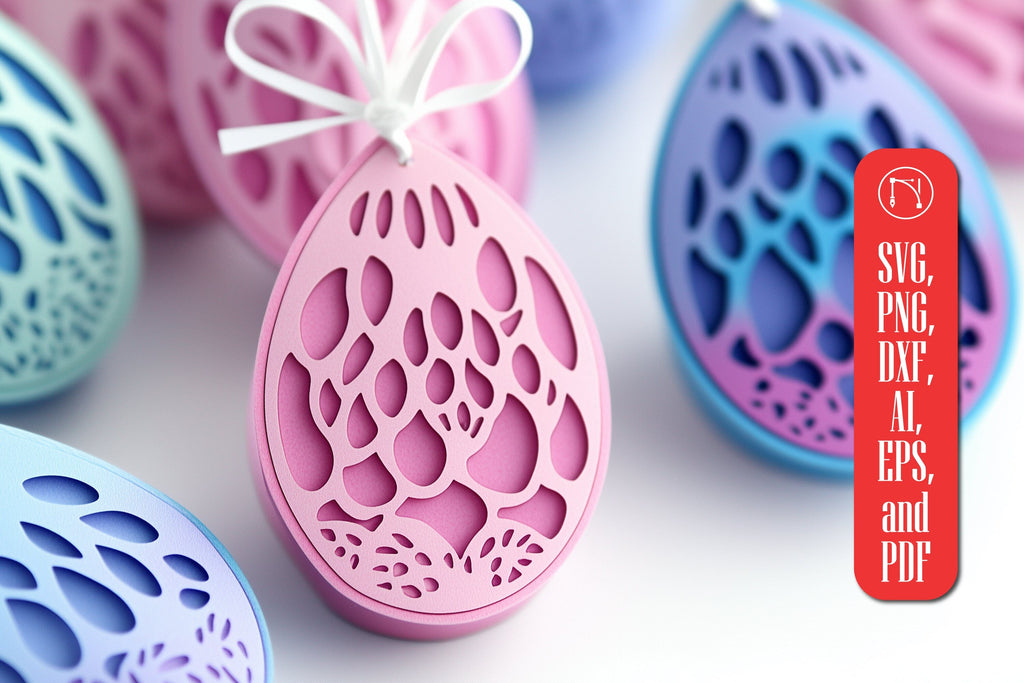Cricut Layered Easter Eggs Tag SVG Cut File - So Fontsy