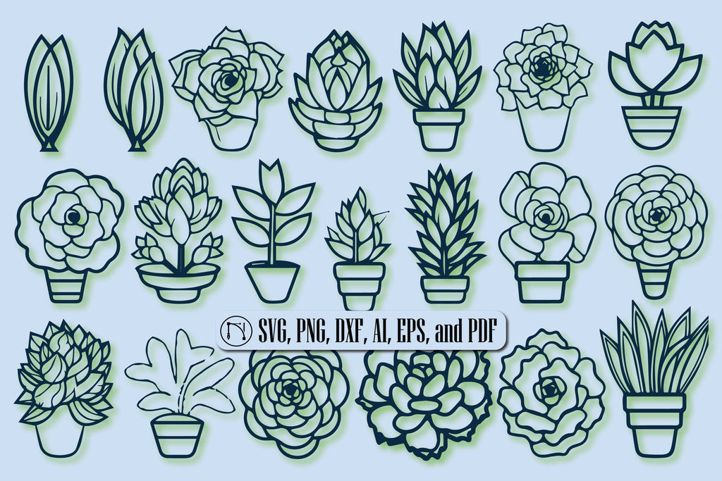 Cricut SUCCULENTS SVG Cut File Bundle - So Fontsy