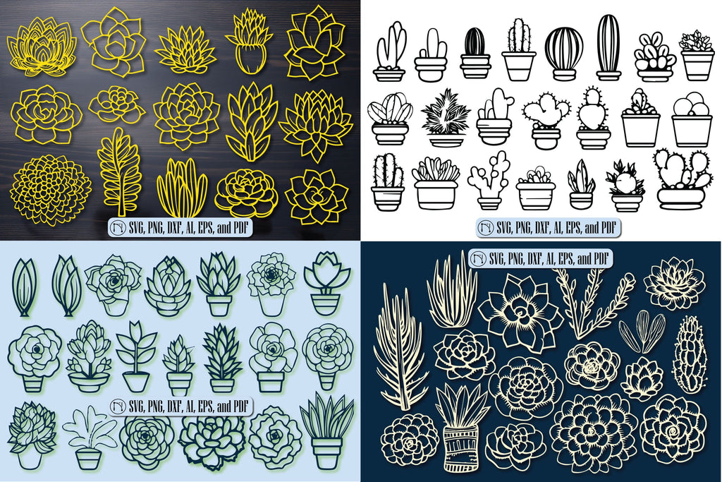 Cricut SUCCULENTS SVG Cut File Bundle - So Fontsy