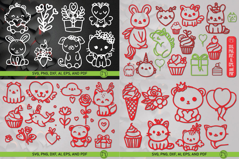 Cricut Valentine Animal SVG Bundle - So Fontsy