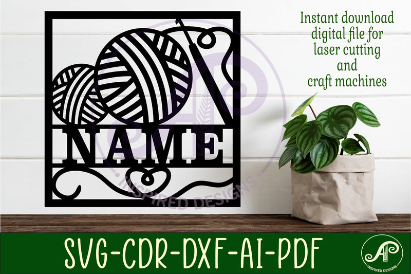Crochet name wall art sign, SVG file - So Fontsy