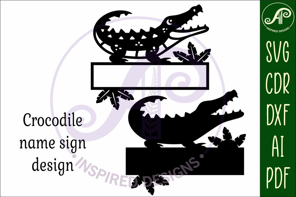 Crocodile shape name sign svg laser cut template - So Fontsy