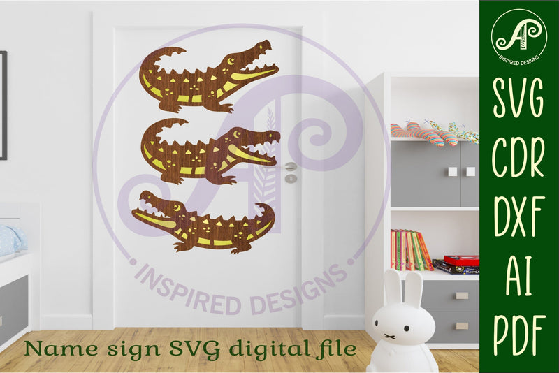 Crocodile two layer laser cut outs SVG files - So Fontsy